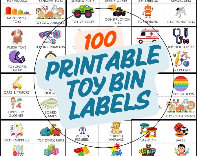 Toy Storage Labels DIY Printable Colorful Personalize for Your Kids ...