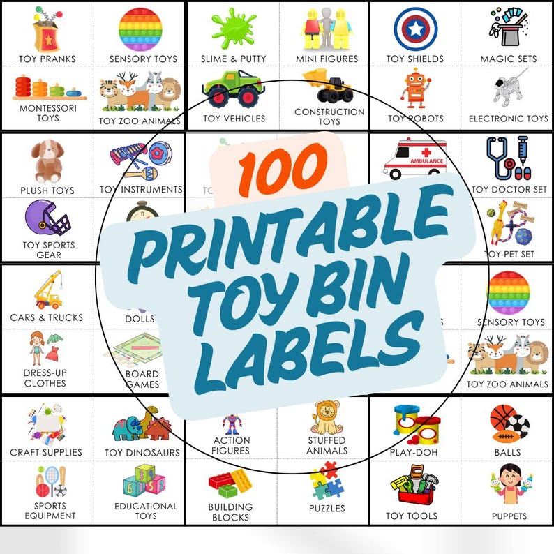 Toy Storage Labels DIY Printable Colorful Personalize for Your Kids ...