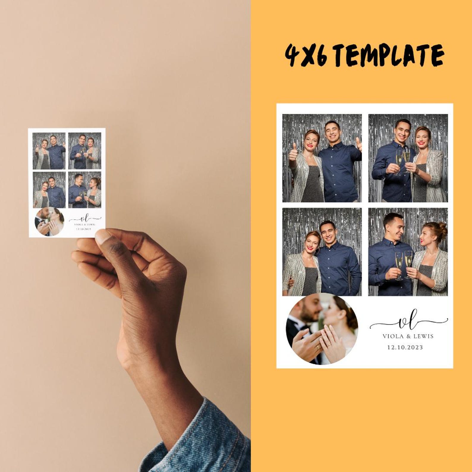 Minimalist Photo Booth Strip Template for Weddings Available in 2x6 and ...