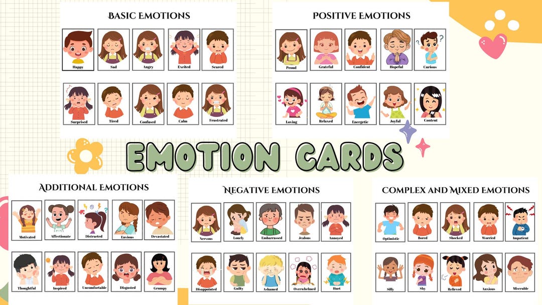 Emotion Flashcards for Kids: A Social Emotional Learning & Counseling ...