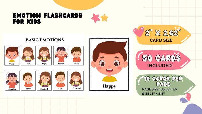 Emotion Flashcards for Kids: A Social Emotional Learning & Counseling ...