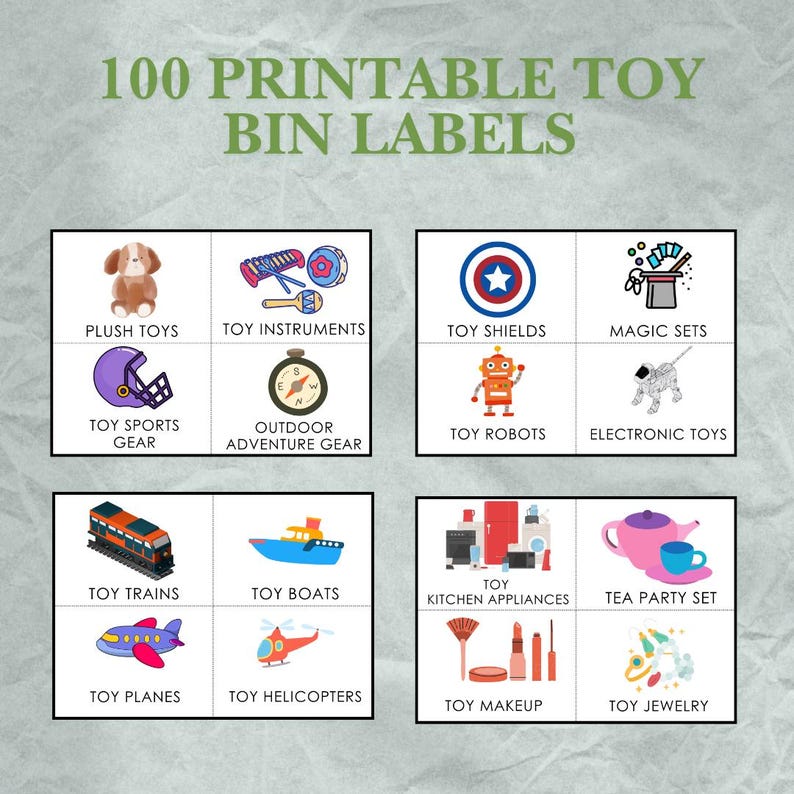 Toy Storage Labels DIY Printable Colorful Personalize for Your Kids ...