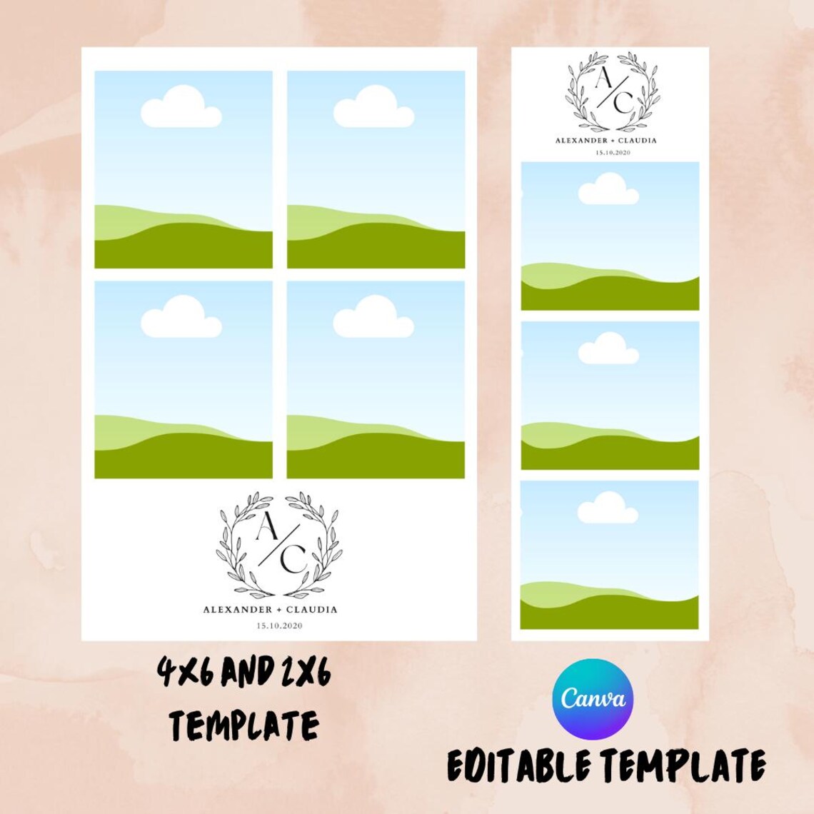 Modern Minimalist Photo Booth Strip Template for Weddings Available in ...