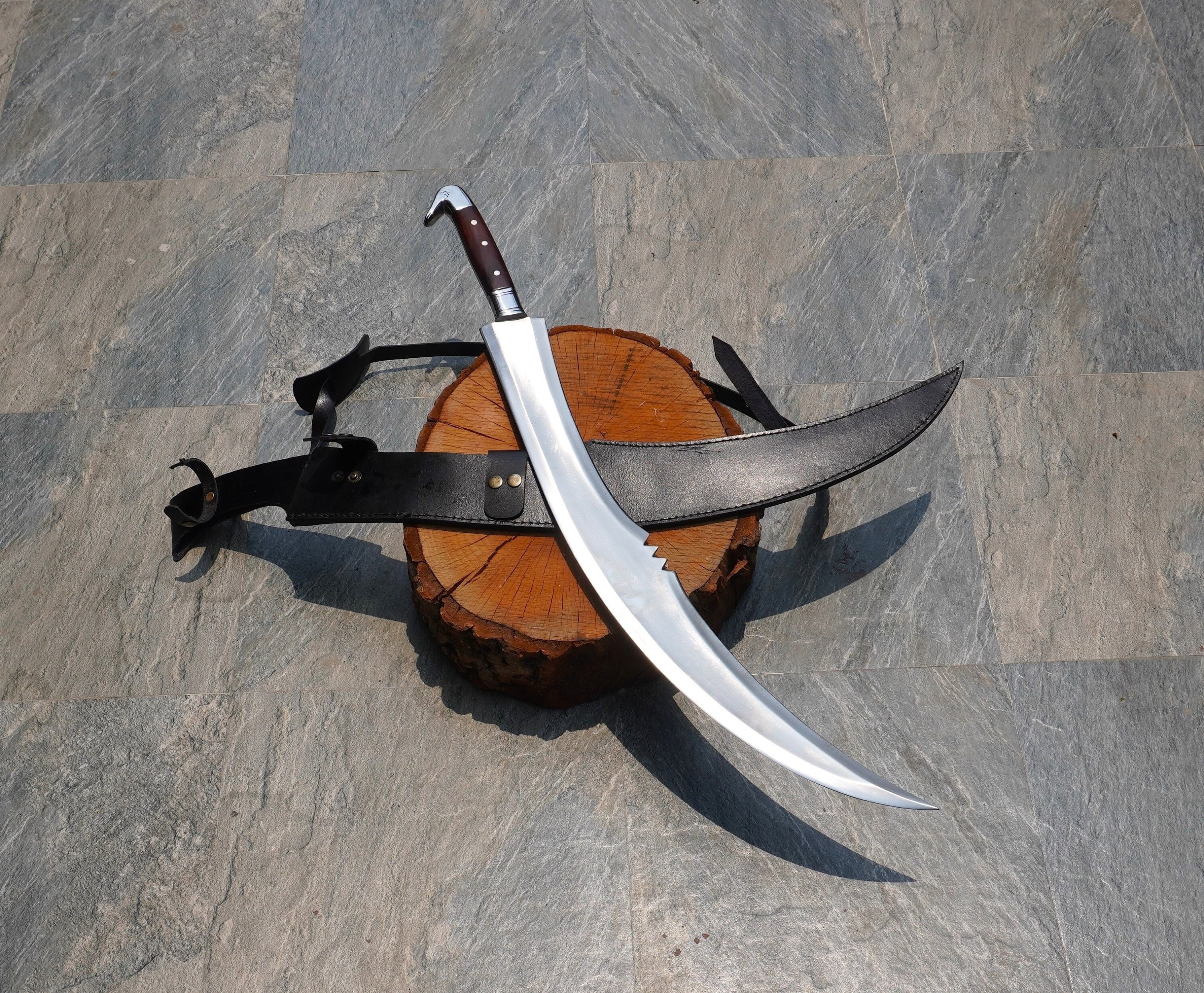 Hand-forged Carbon Steel Scimitar Sword With Leather Sheath (35.2 ...