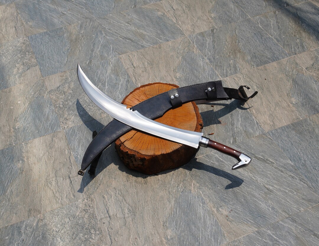 35.4" Authentic Hand-forged Scimitar Sword With Leather Sheath ...