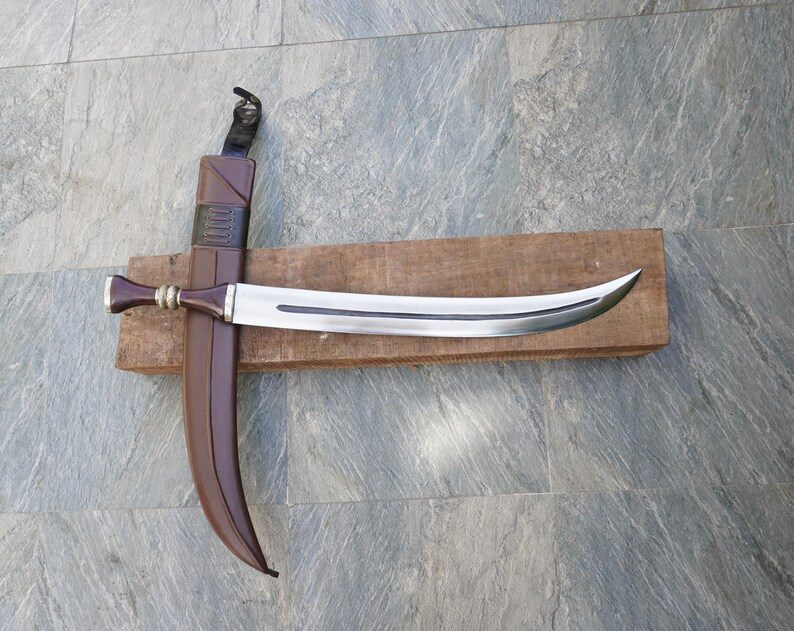 30.5 Inch Hand-forged Curved Machete With Ornate Brass Detailing and ...