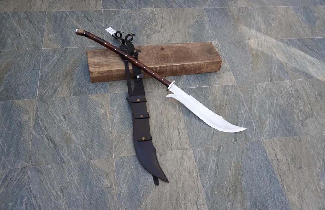 44.1" Hand-forged Long Handle Dao Machete Carbon Steel With Leather ...