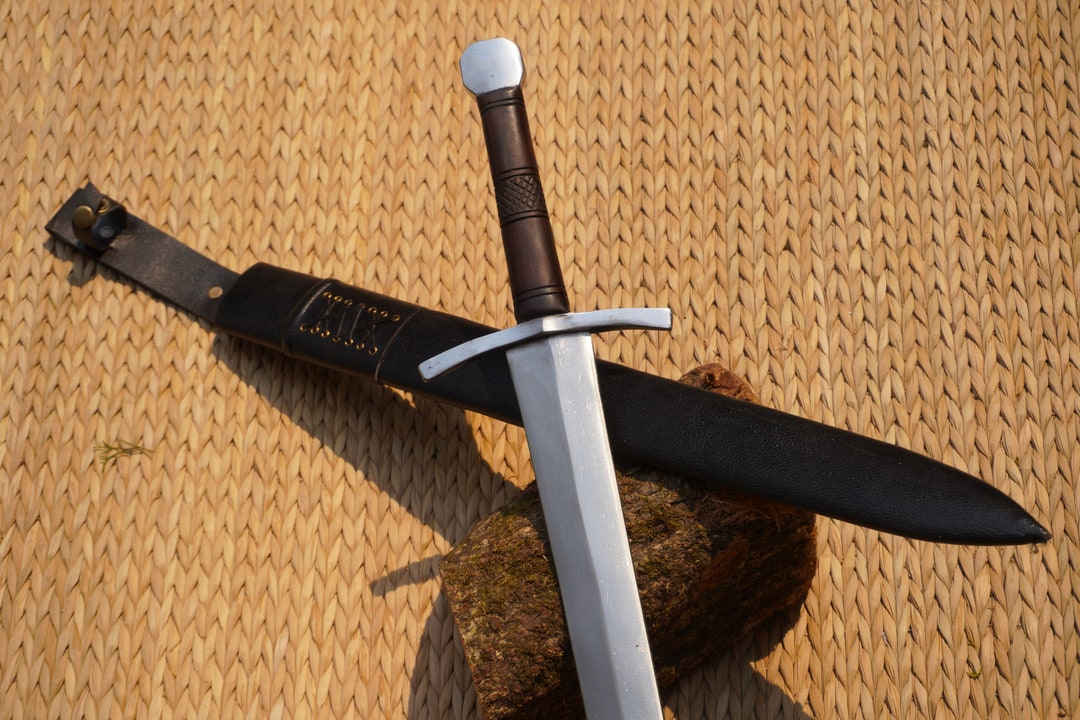 31.8" Authentic Hand-forged Viking Sword With Leather Sheath, Carbon ...