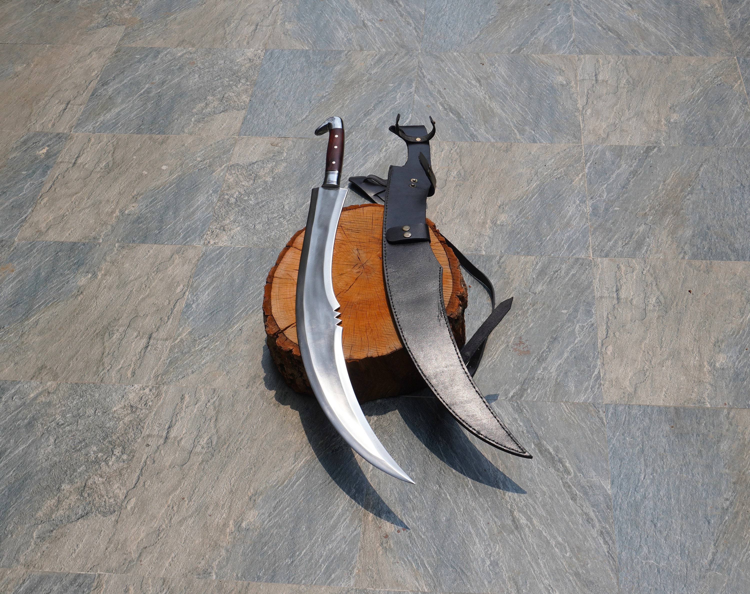 Hand-forged Carbon Steel Scimitar Sword With Leather Sheath (35.2 ...