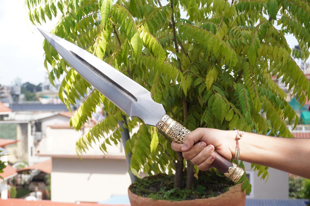Hand-forged Carbon Steel Short Sword: Ornate Brass Handle, 22 Inch - Etsy