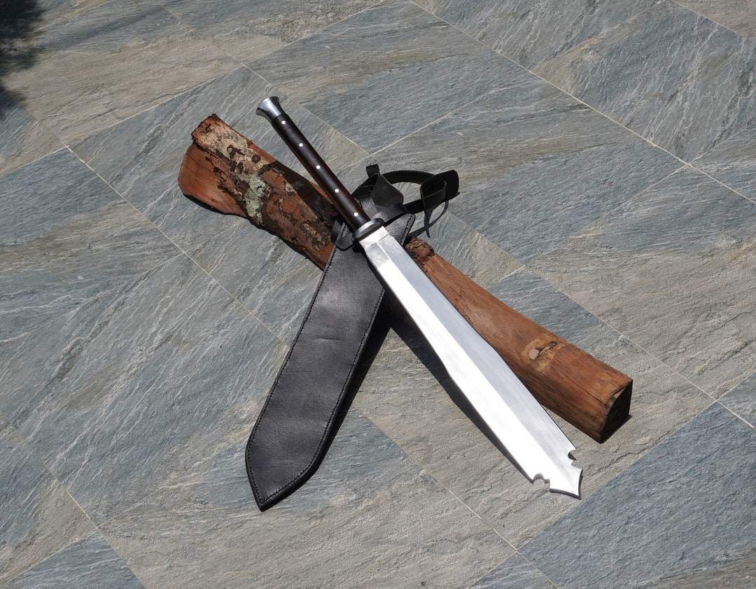 32.5"unique Handmade Long Handle Double Edged Dao Machete, Jungle ...