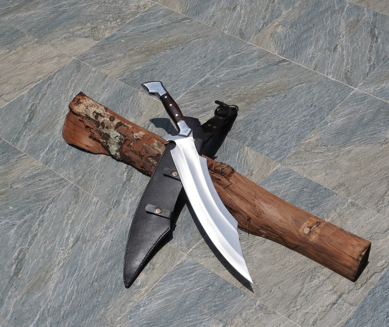 28" Hand-forged Engraved Machete With Carbon Sheath, Hunting Machete ...