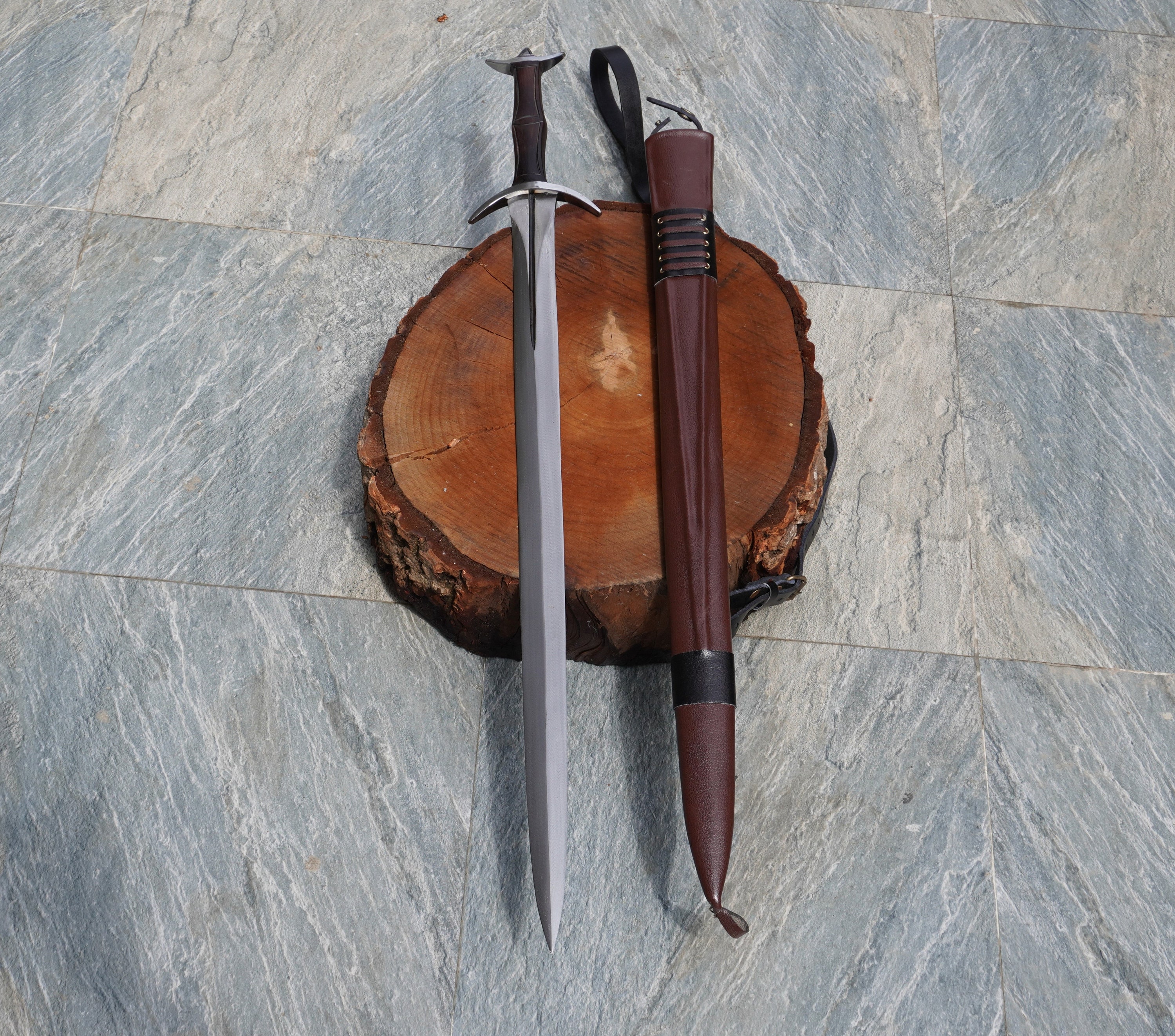 32.5 Functional Handmade Medieval Knight Sword With Leather Sheath ...