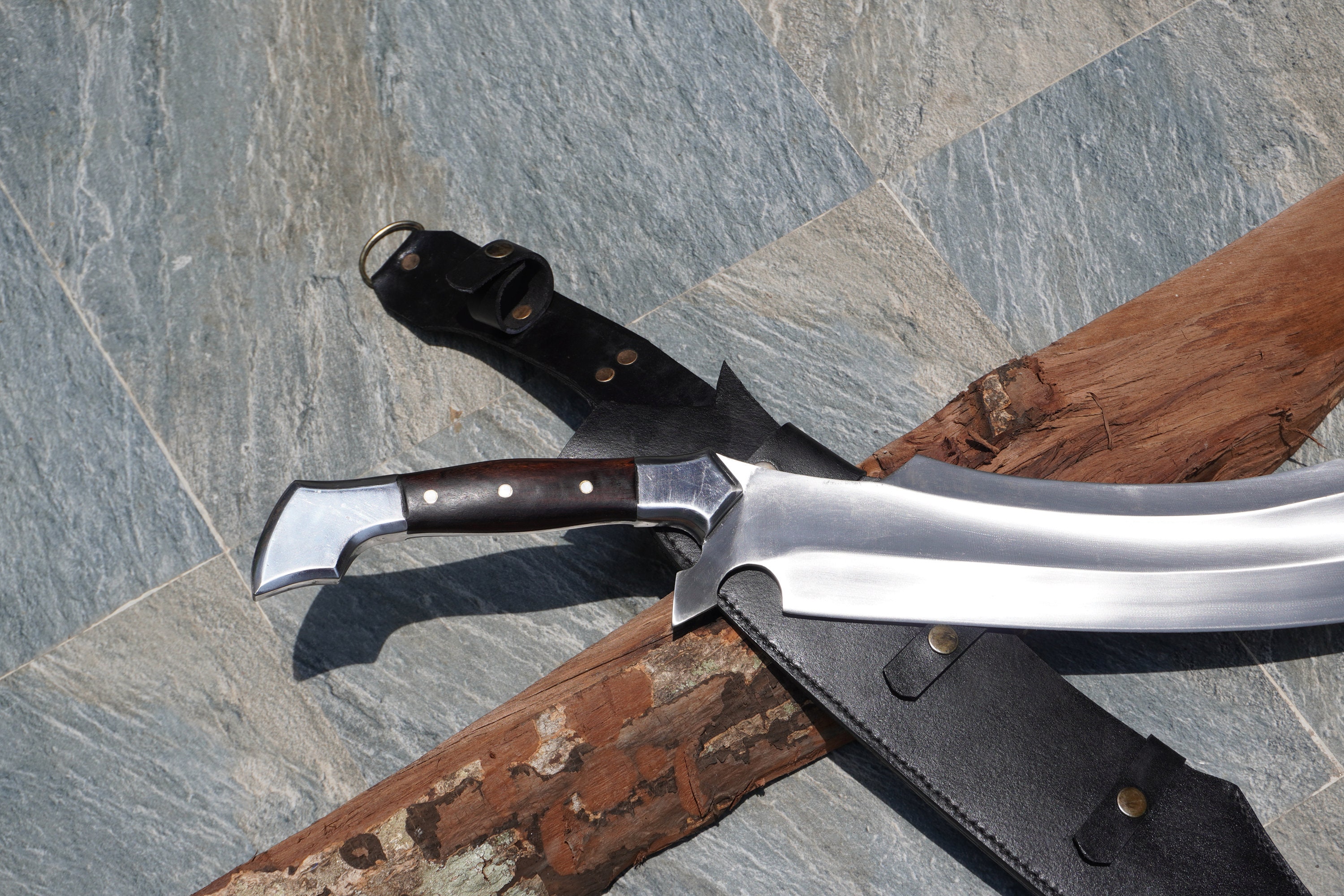 28" Hand-forged Engraved Machete With Carbon Sheath, Hunting Machete ...