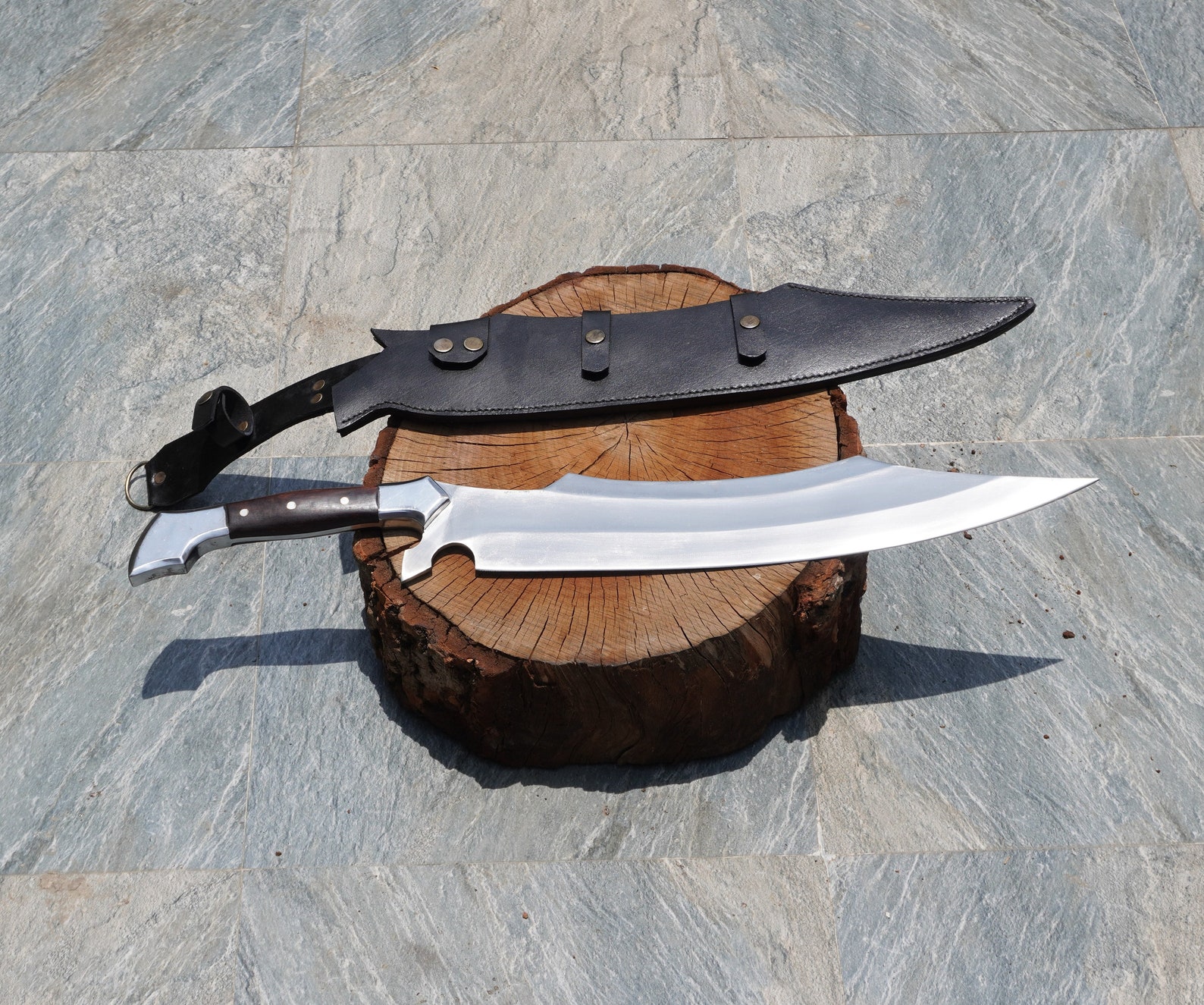 28" Hand-forged Engraved Machete With Carbon Sheath, Hunting Machete ...