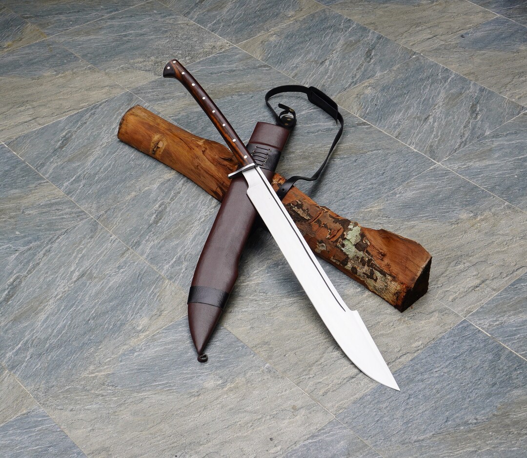 41" Hand-forged Long Handle Machete With Leather Sheath, Ready to Use ...