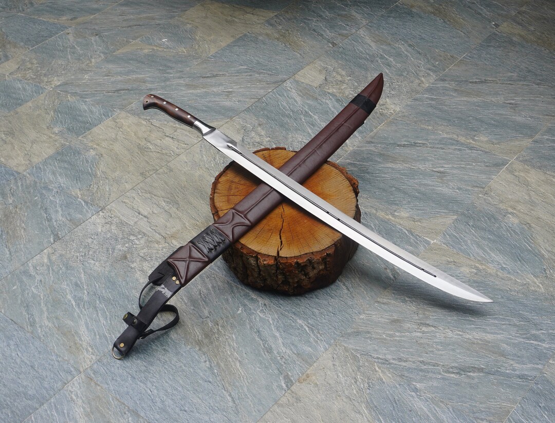 Hand-forged Carbon Steel Gurkha Sword: Nepalese Blade With Leather ...