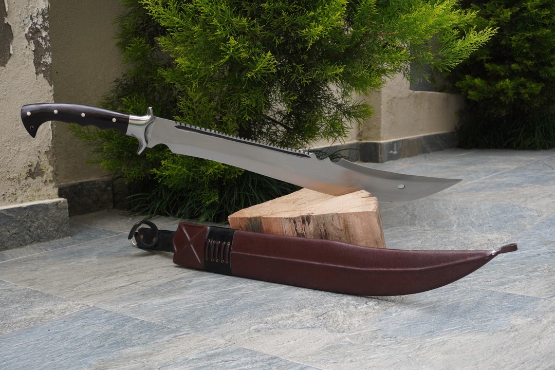 31.5-inch Hand-forged Machete Knife Serrated Black Edge, Personalized ...