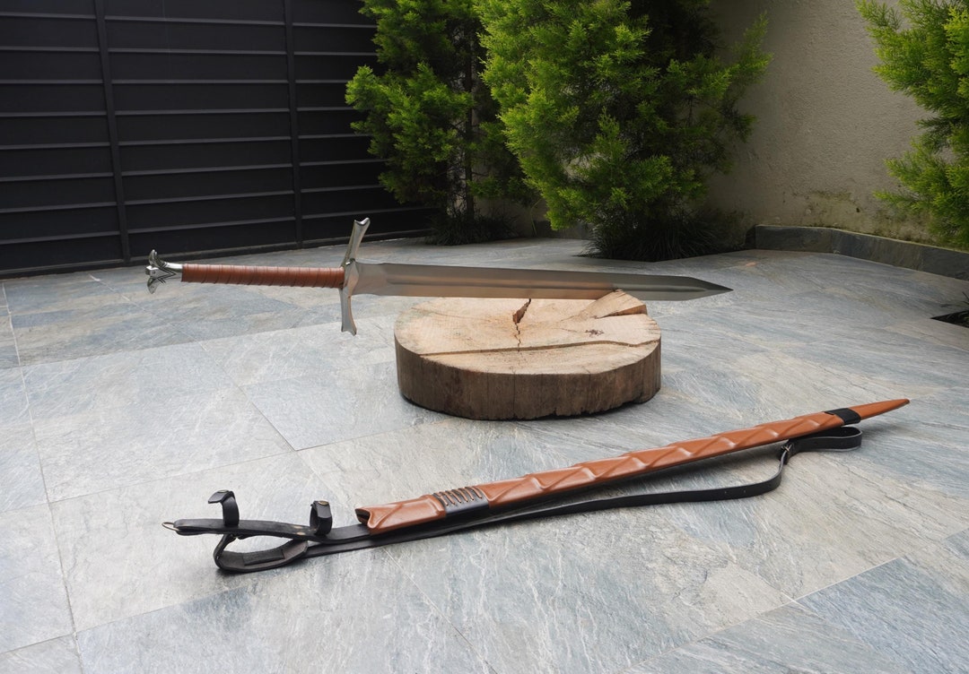 Hand-forged Carbon Steel Long Sword: Medieval Viking Blade With Leather ...