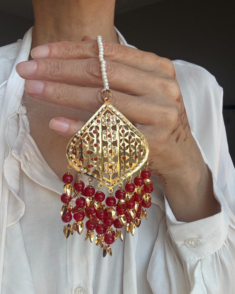 Heritage Pipal Patti Necklace Set | Gold Plated | Pearls & Stone Beads ...