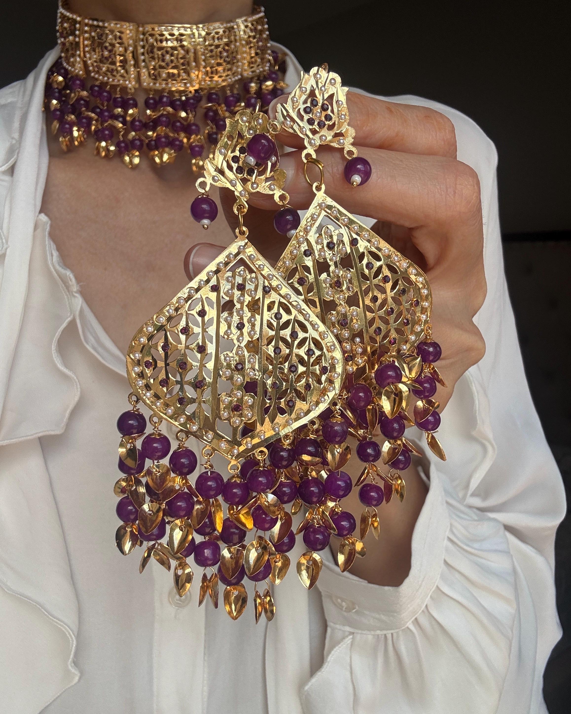 Heritage Pipal Patti Necklace Set | Gold Plated | Pearls & Stone Beads ...