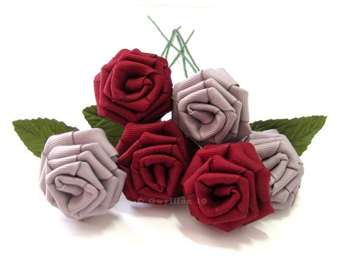 Lovely Red Grey Rose Bouquet - Etsy