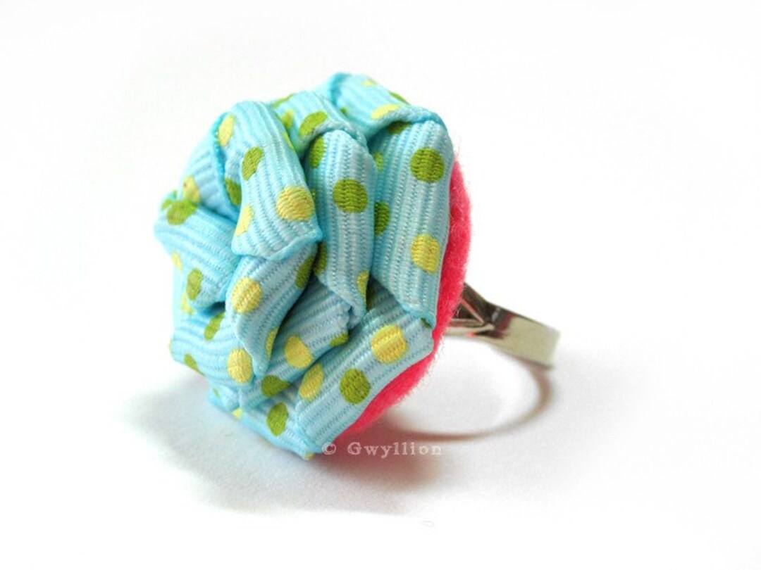 Lt. Blue Polka Dot Rose Ring - Etsy