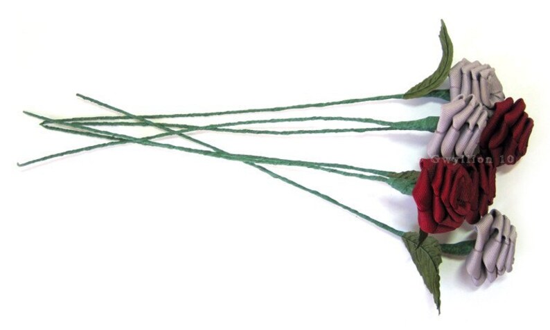 Lovely Red Grey Rose Bouquet - Etsy