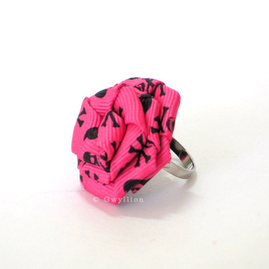 Pink Skull N Bones Rose Ring - Etsy