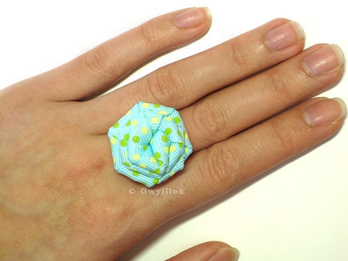 Lt. Blue Polka Dot Rose Ring - Etsy