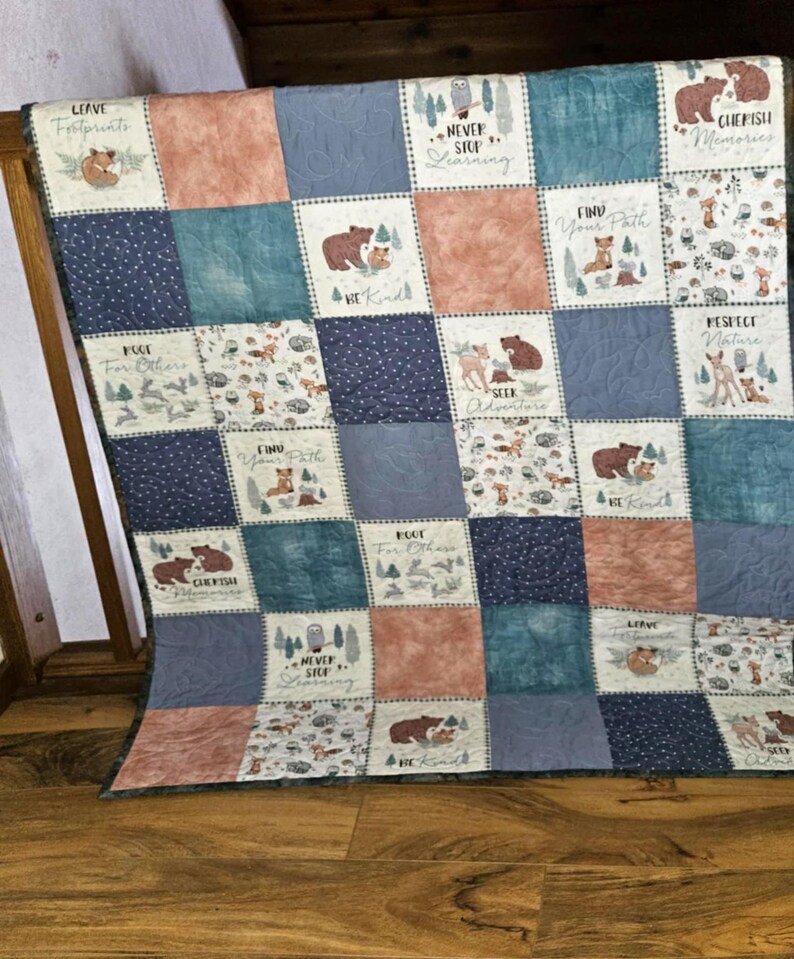 Handmade Gender Neutral Woodland Forest Animals Baby Quilt - Etsy