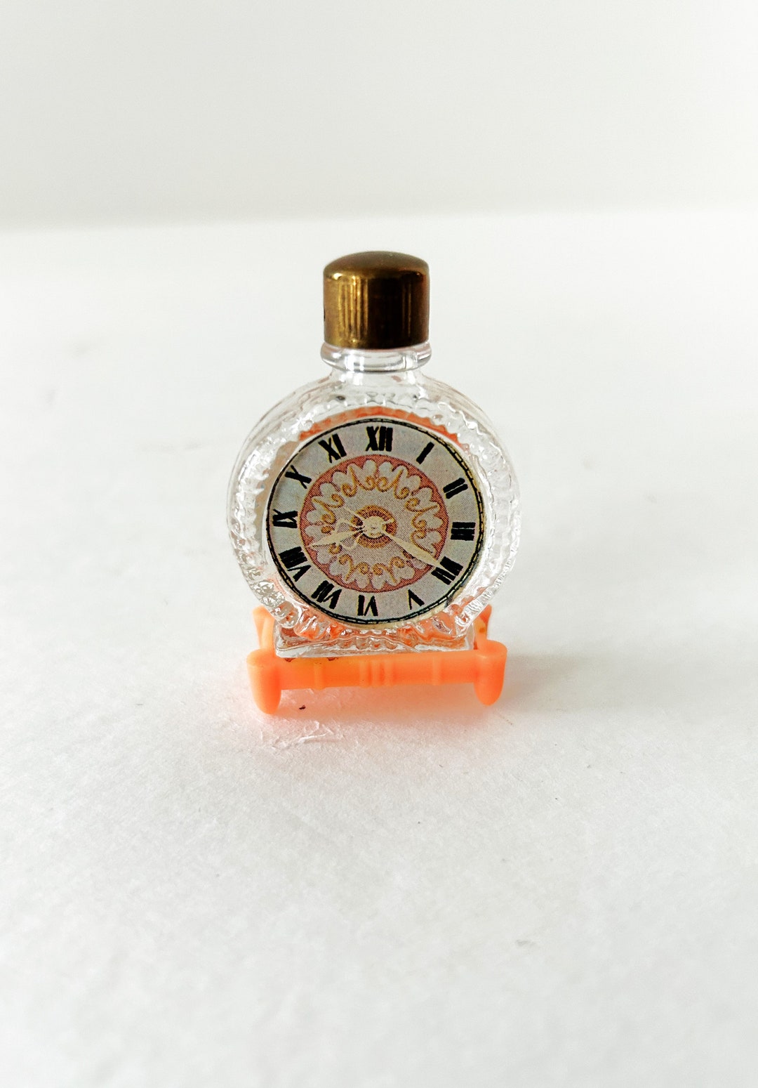 Vintage Clock Miniature Perfume Bottle "perfume Tyme" Pink Stand - Etsy