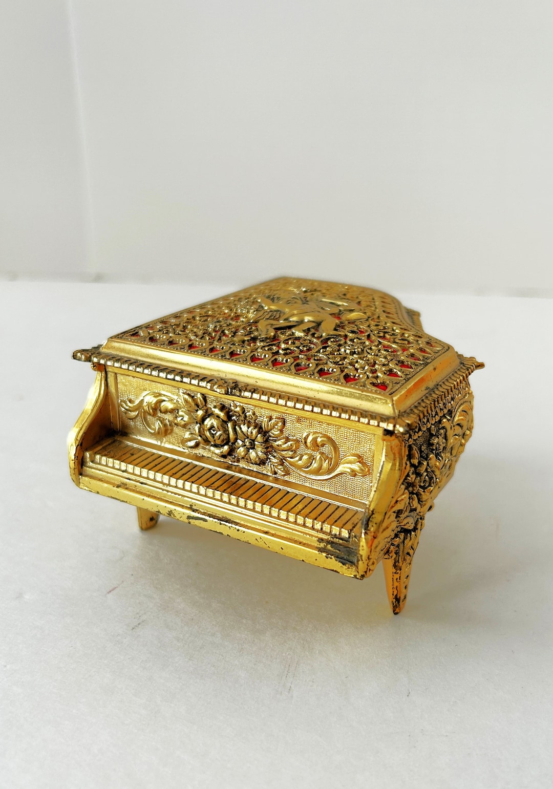 Vintage Silver Plate Piano Music Box - Etsy