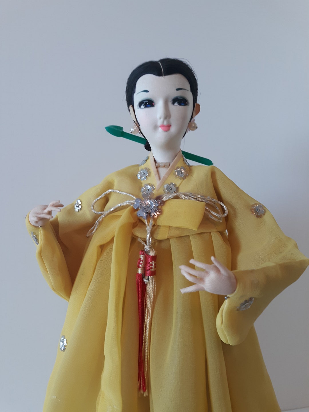 Vintage Tall Big Eyed Korean Geisha Stockinette Doll Yellow Dress - Etsy