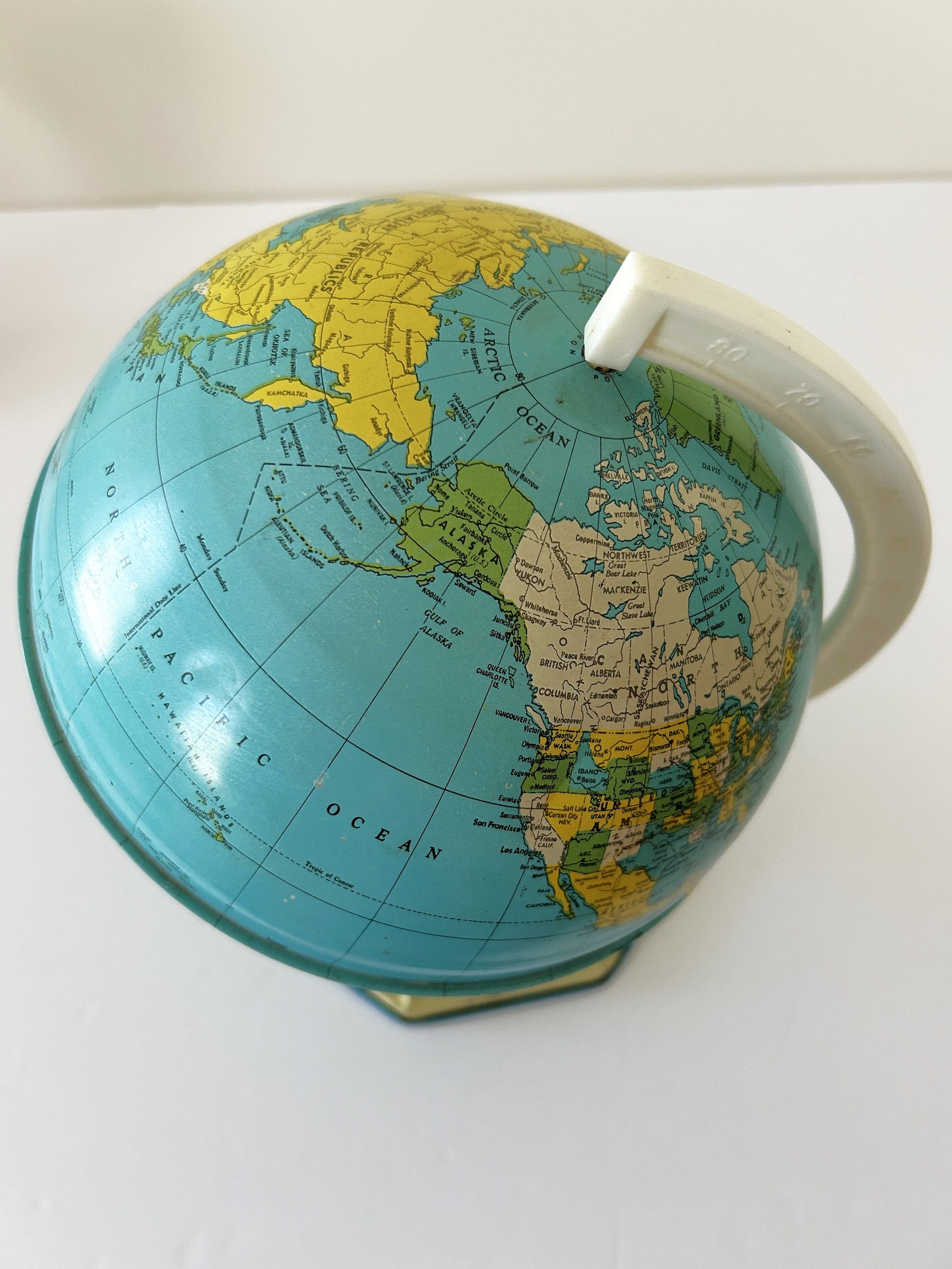 Vintage Tin Globe J. Chen Co. Country Flags - Etsy
