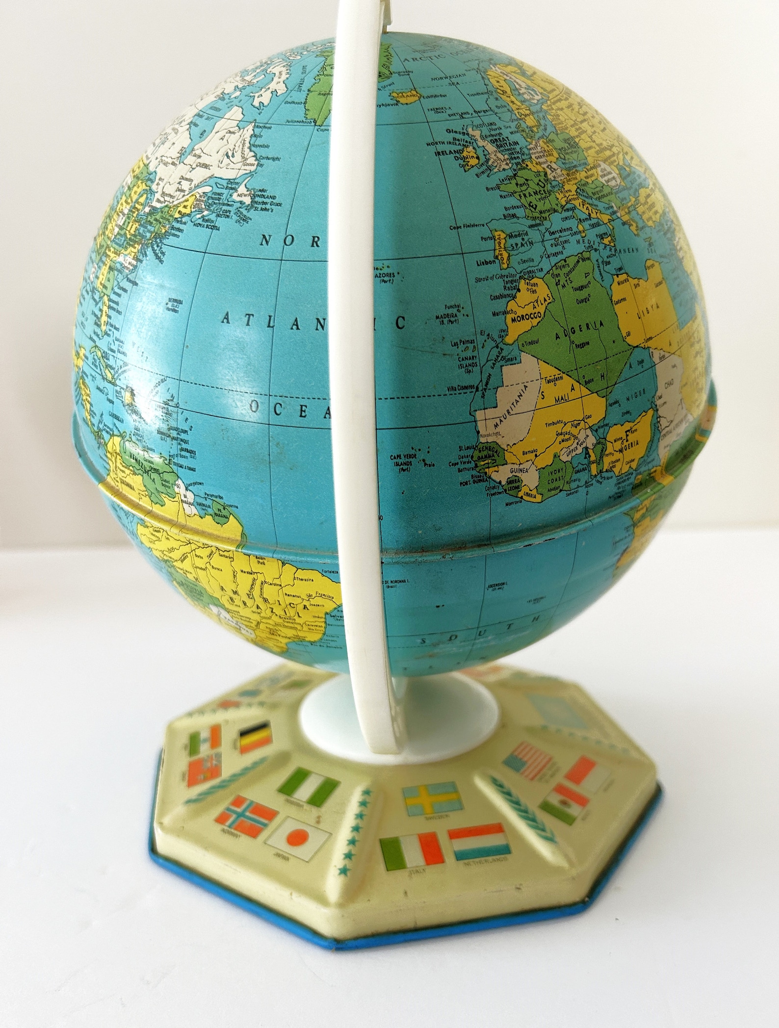 Vintage Tin Globe J. Chen Co. Country Flags - Etsy