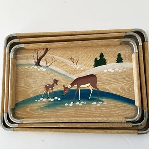 Vintage Nesting Trays Deer and Fawn Set of 3 - Etsy