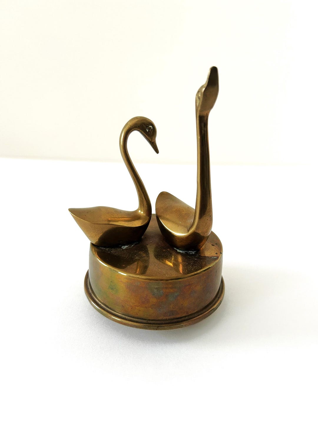 Vintage Brass Swan Music Box Crowing Touch Somewhere My Love - Etsy