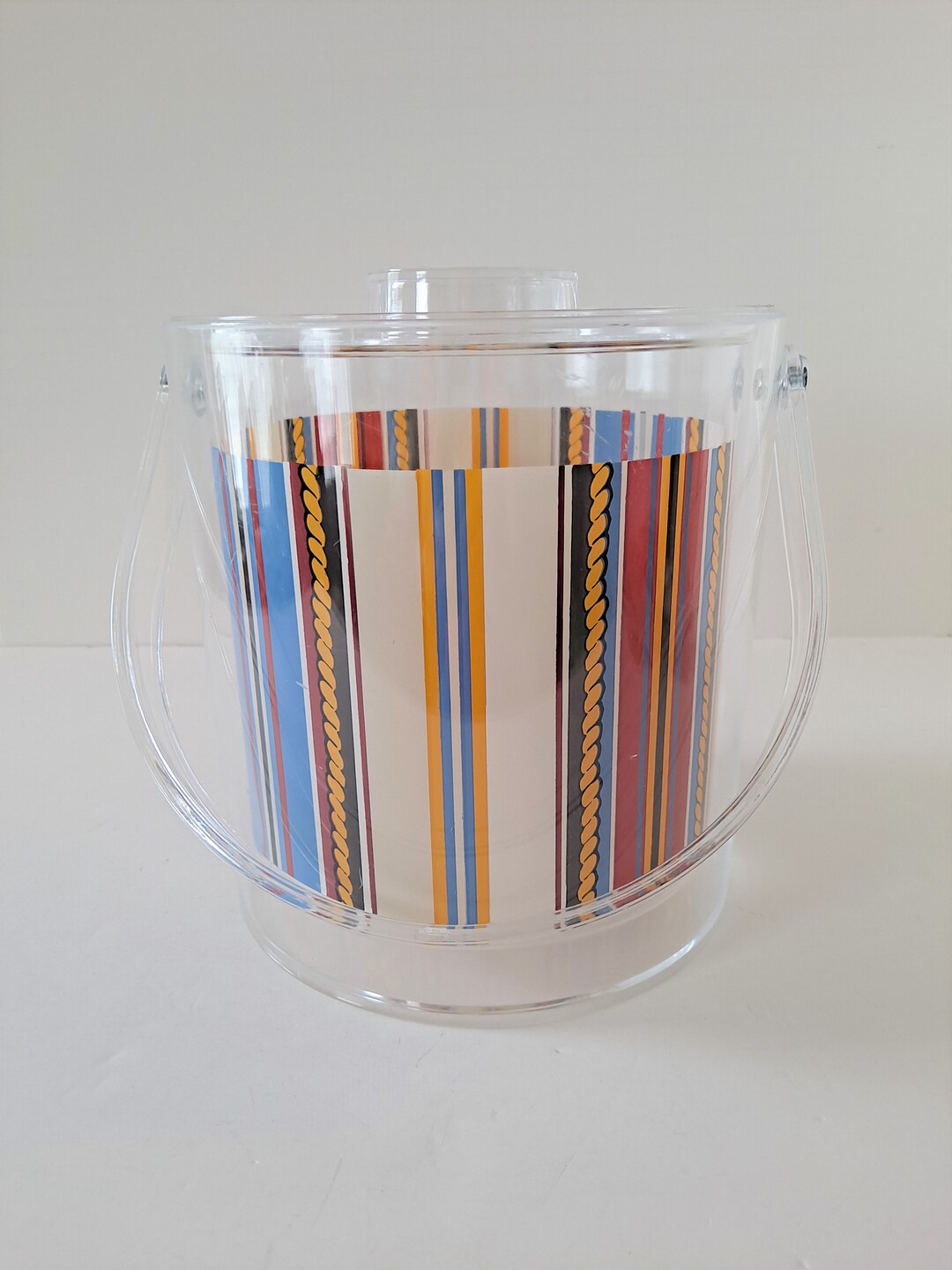 Vintage Lucite Acrylic Ice Bucket Nautical Stripes - Etsy