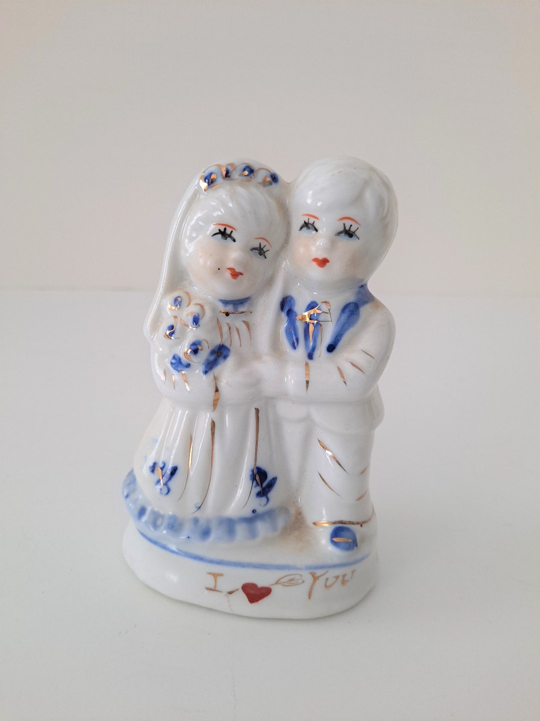 Vintage Porcelain Bride and Bride Groom I Love You Figurine - Etsy