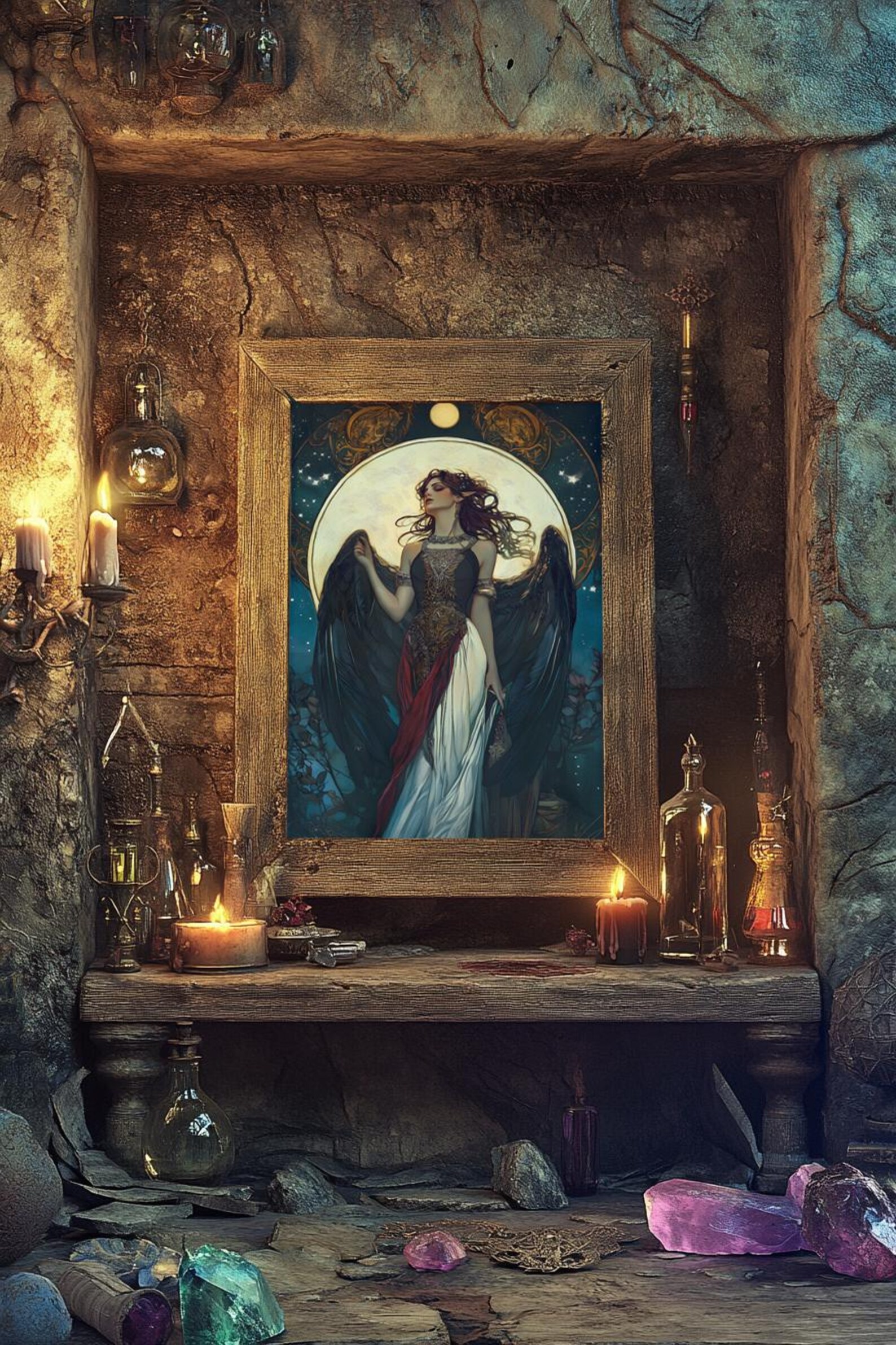 Lilith Goddess Print, Vintage Style Art Nouveau Print, Divine Feminine ...