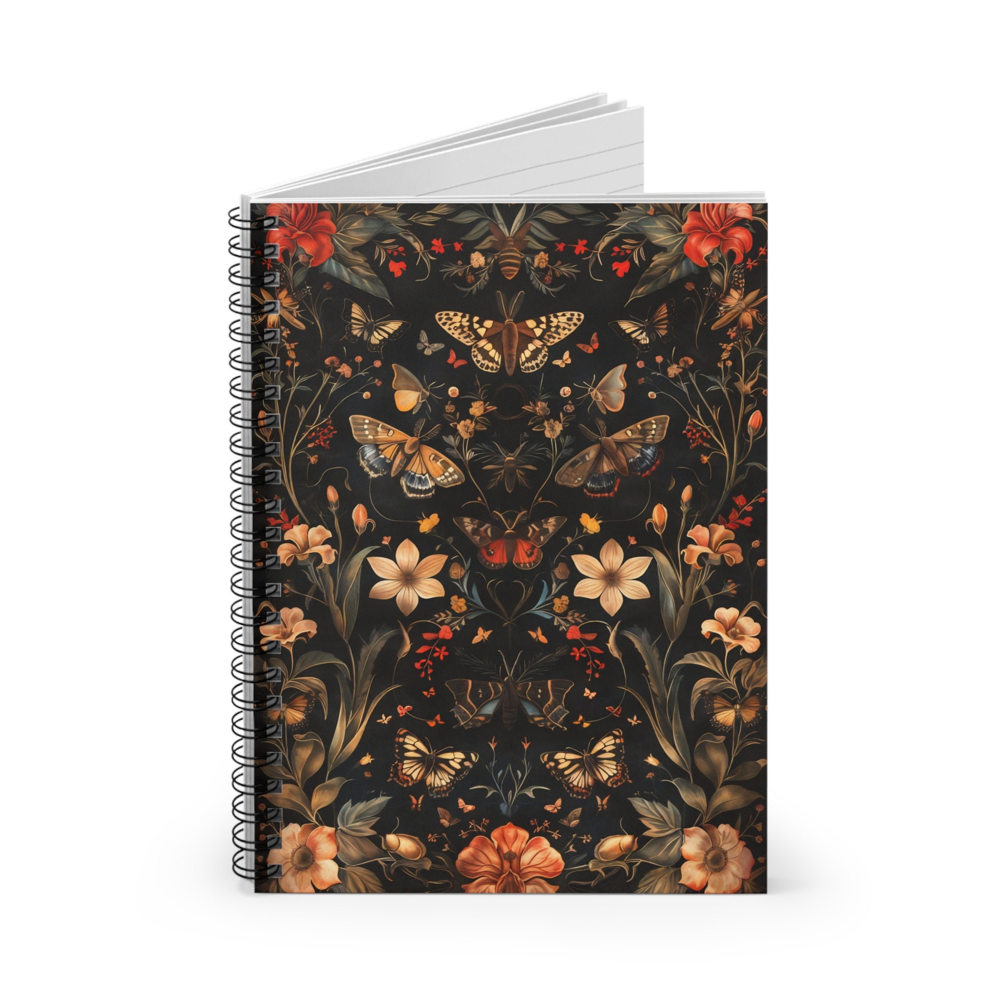 Botanical Moth Spiral A5 Notebook, Victorian Pattern Design, Ornate ...