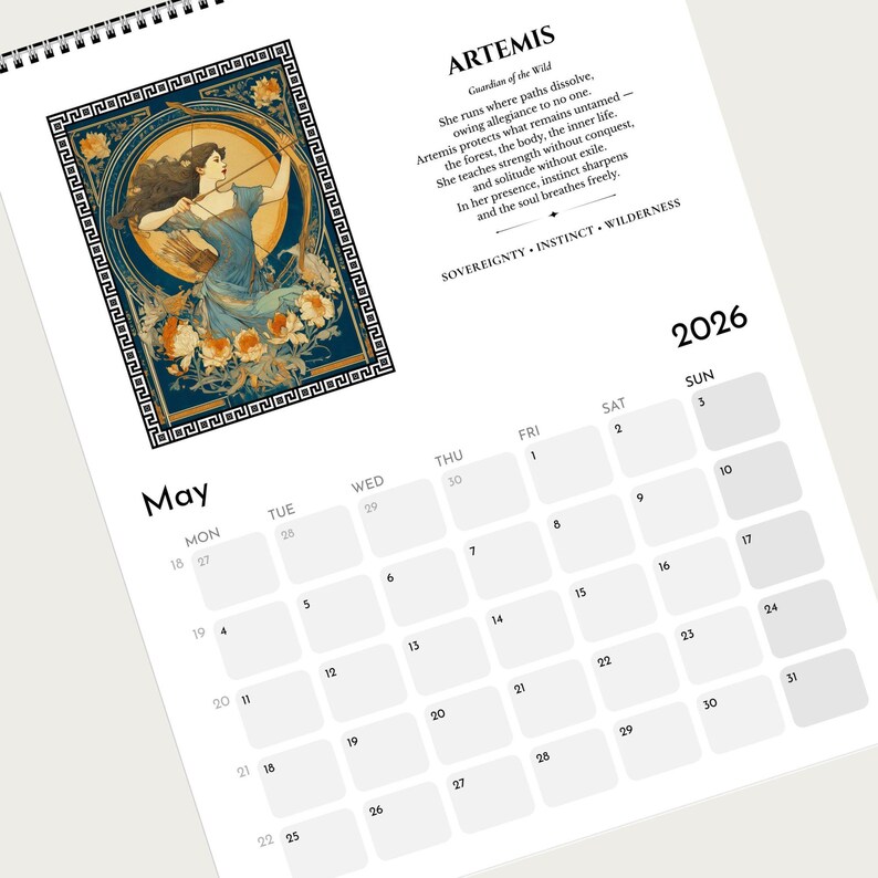 Greek Goddesses Calendar 2026 – Art Nouveau Wall Calendar With ...