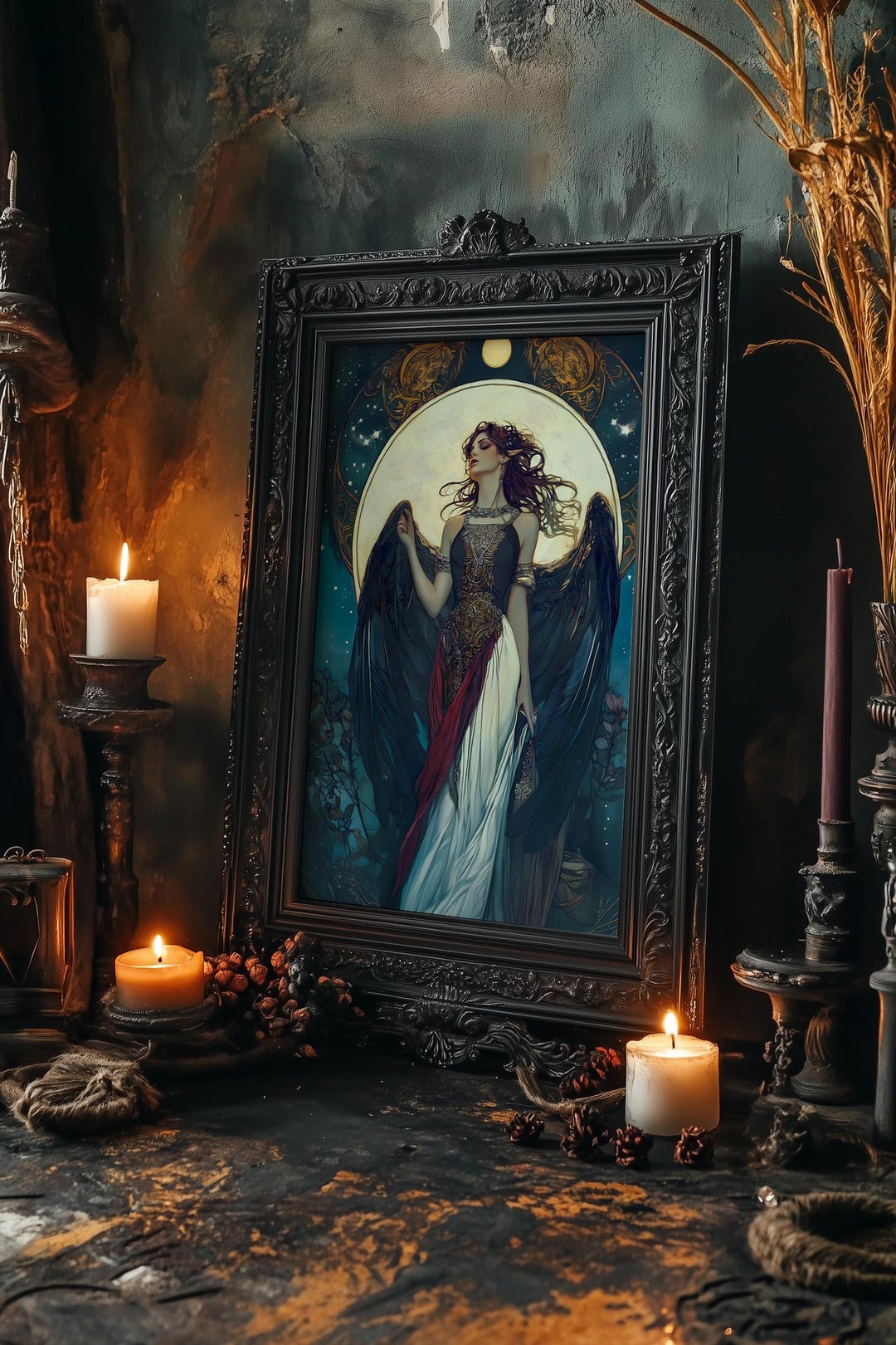 Lilith Goddess Print, Vintage Style Art Nouveau Print, Divine Feminine ...