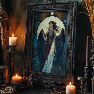 Lilith Goddess Print, Vintage Style Art Nouveau Print, Divine Feminine ...