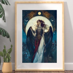 Lilith Goddess Print, Vintage Style Art Nouveau Print, Divine Feminine ...