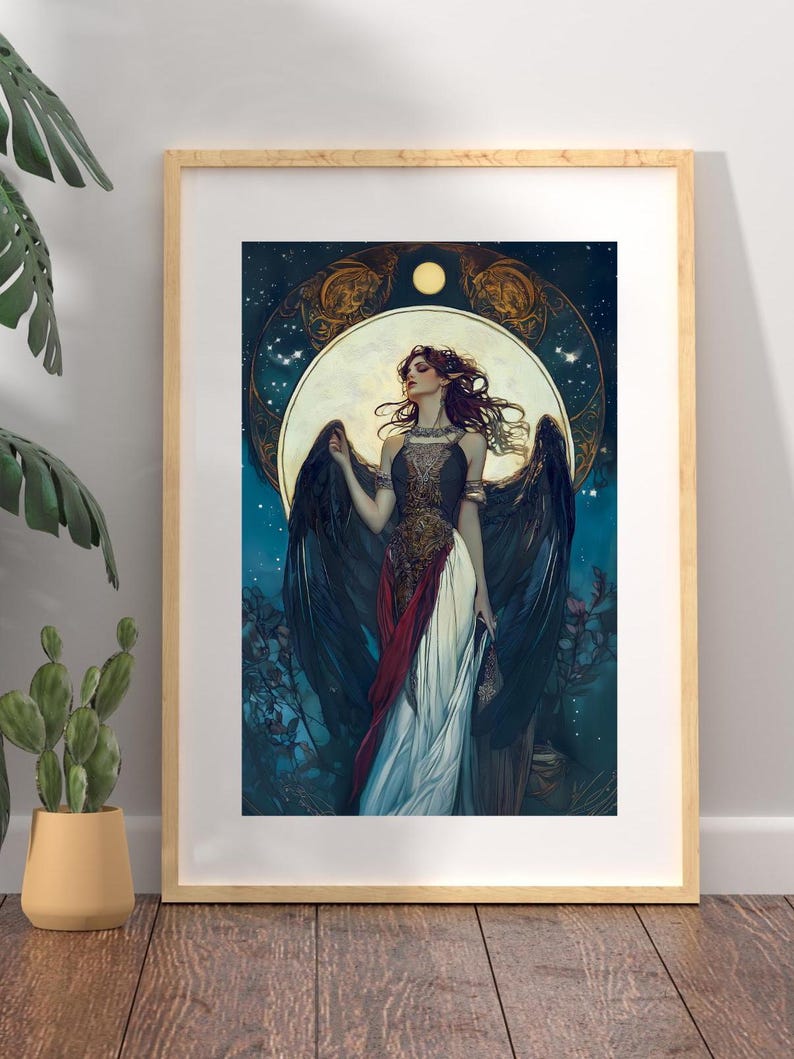 Lilith Goddess Print, Vintage Style Art Nouveau Print, Divine Feminine ...