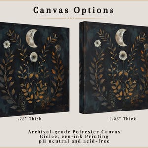 Botanical Folk Art Moon Painting Crescent Moon Print or Canvas ...