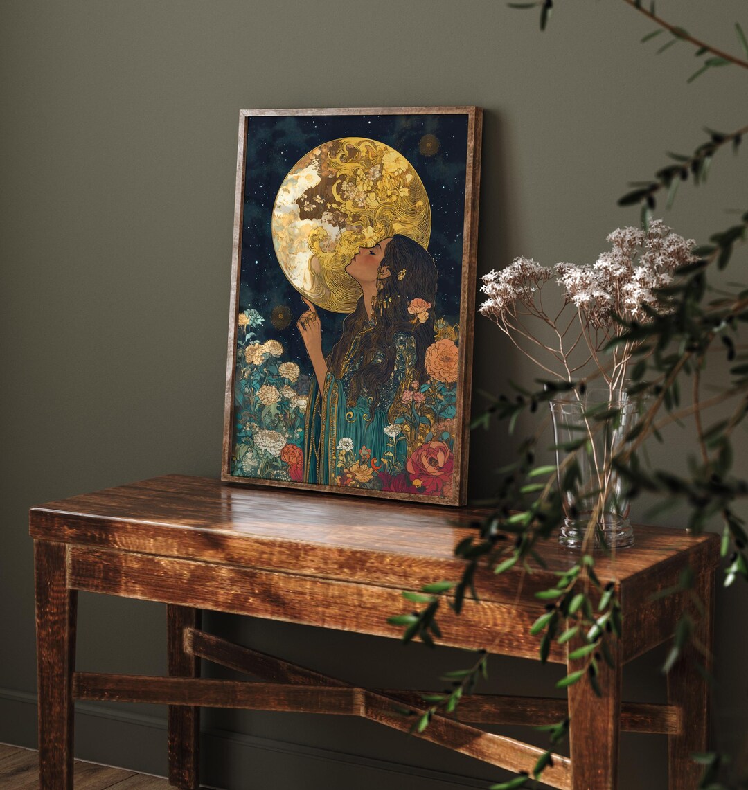 Selene Wall Art | Moon Goddess Print | Art Nouveau Painting | Spiritual ...
