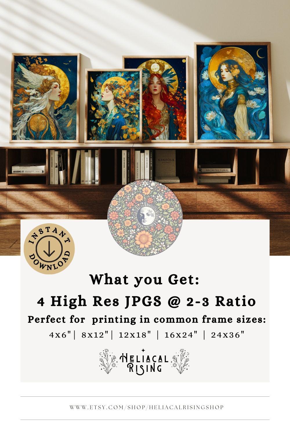 Four Elements Goddess Art Print, Art Nouveau, Sacred Feminine Altar ...